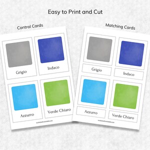 Italian Color Flashcards for Kids, Printable 3 Part Nomenclature ...