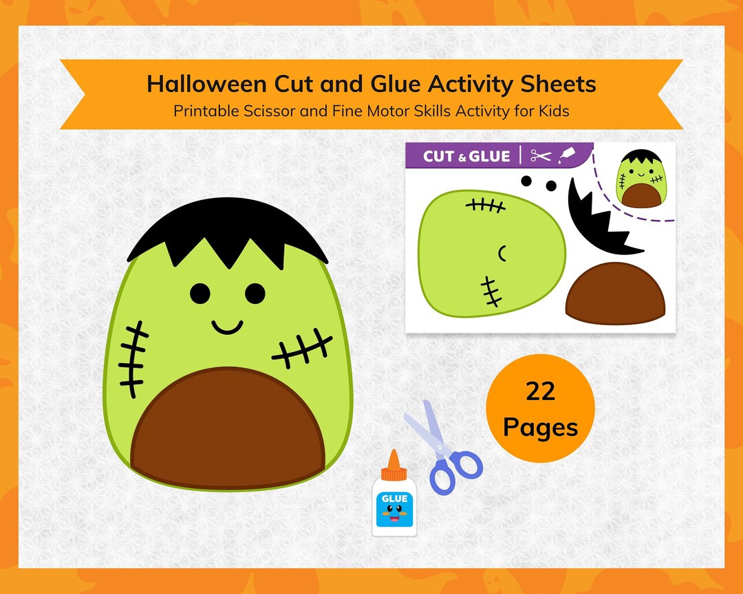 Halloween Cut and Glue Paper Craft Activity Book for Kids, Printable ...