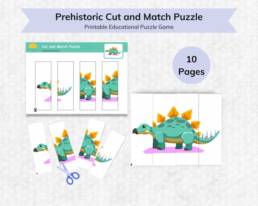 Prehistoric Dinosaurs Cut and Match Puzzle Activity for Preschool ...
