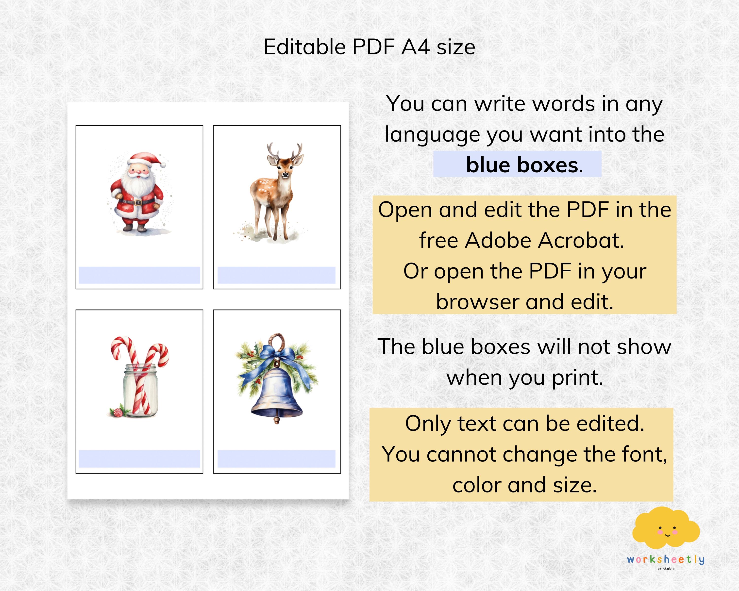 Montessori Christmas Flashcards: 36 Printable Vocabulary Cards (digital ...