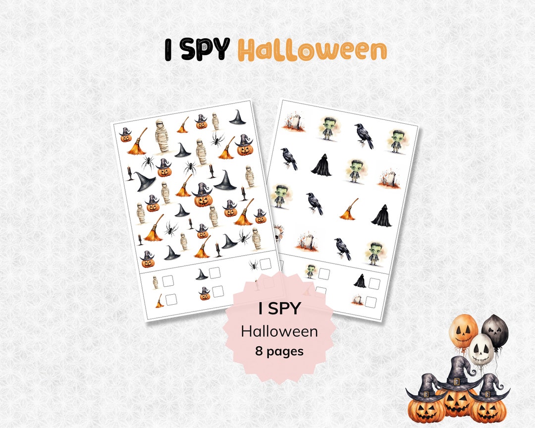 8 Pages I SPY Halloween Activity Busy Book for Kids Look and Find ...