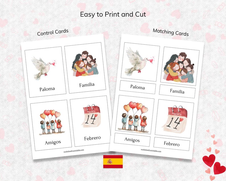 24 Spanish Valentine's Day Flashcards for Kids Printable | Toddler ...