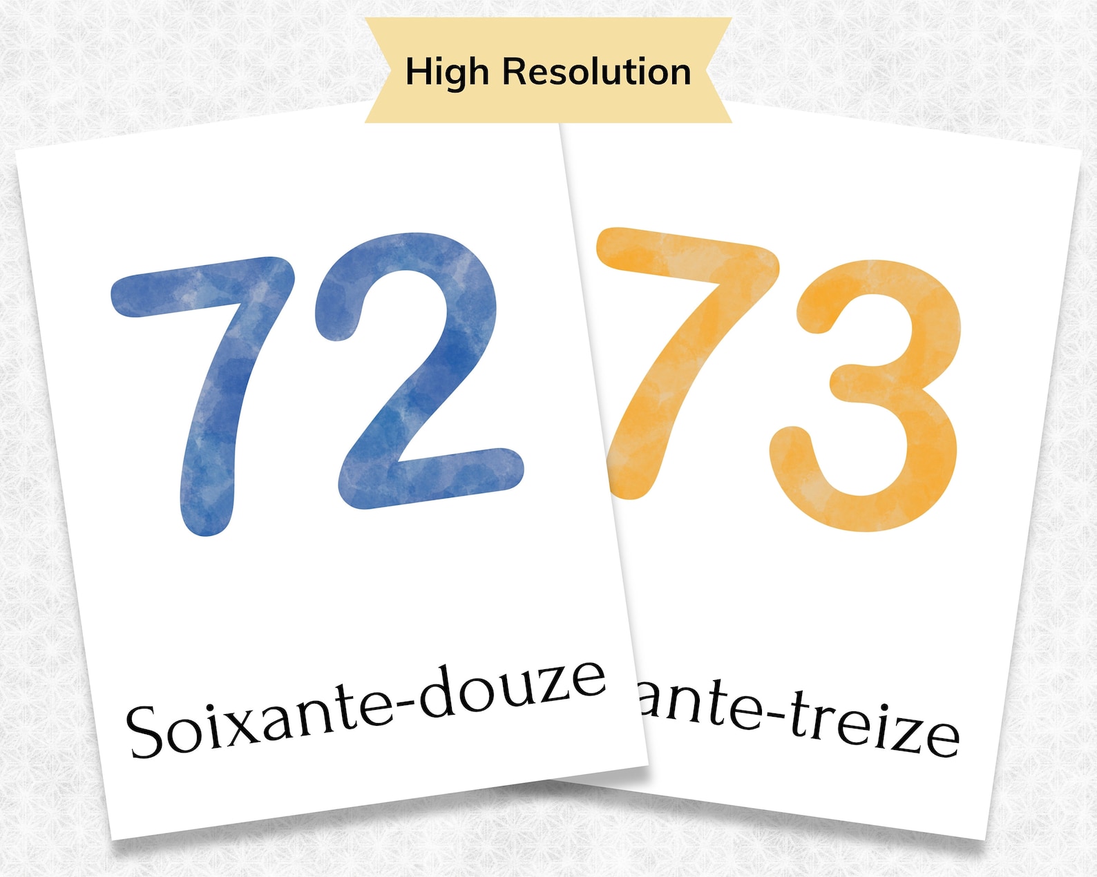 French Numbers 0-100 Flashcards for Kids, Printable 3 Part Nomenclature ...