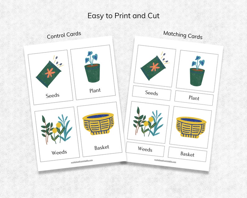 Gardening Vocabulary Flashcards for Kids Printable Montessori ...