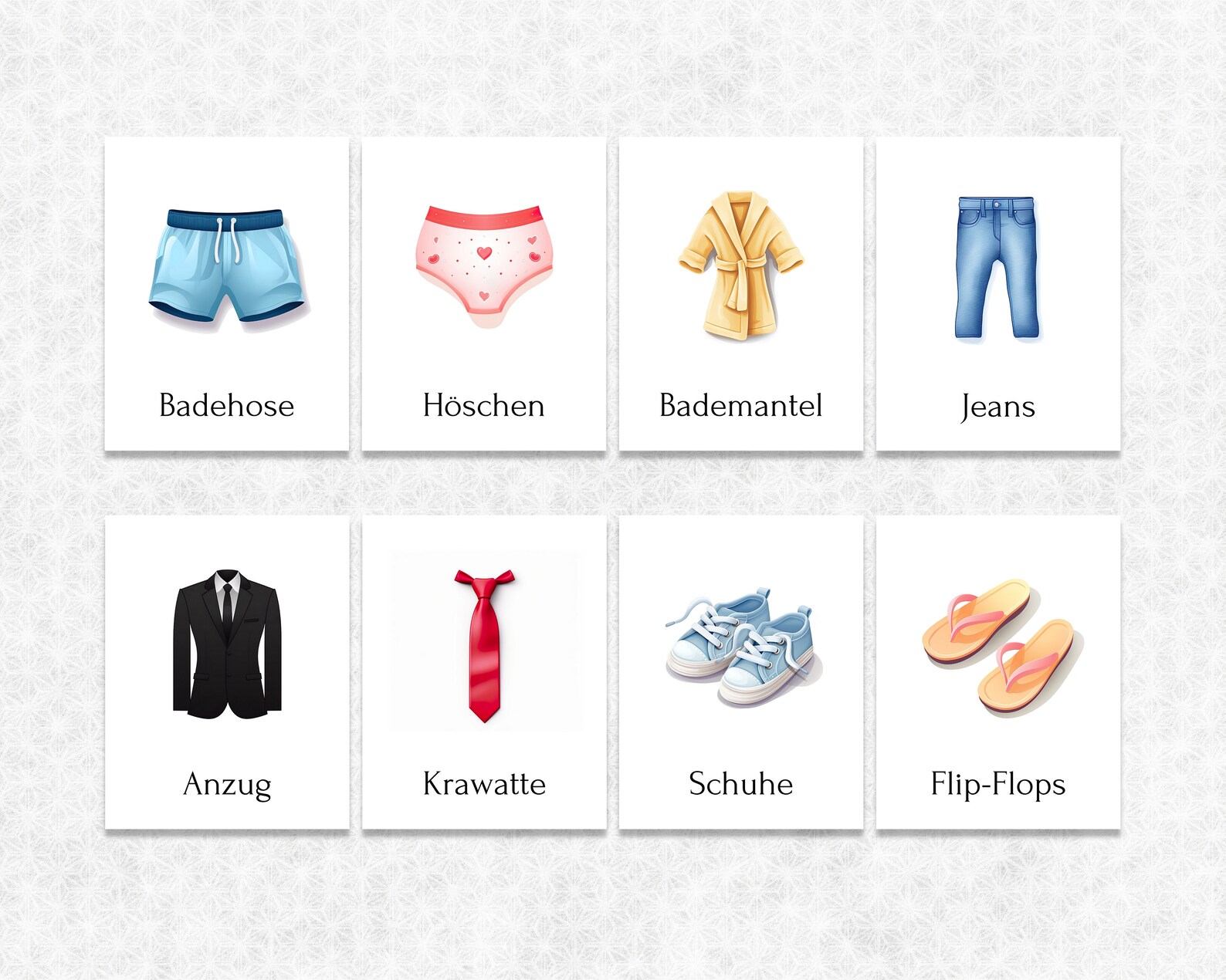 German Clothes Flashcards: Montessori Learning Cards (digital Download ...