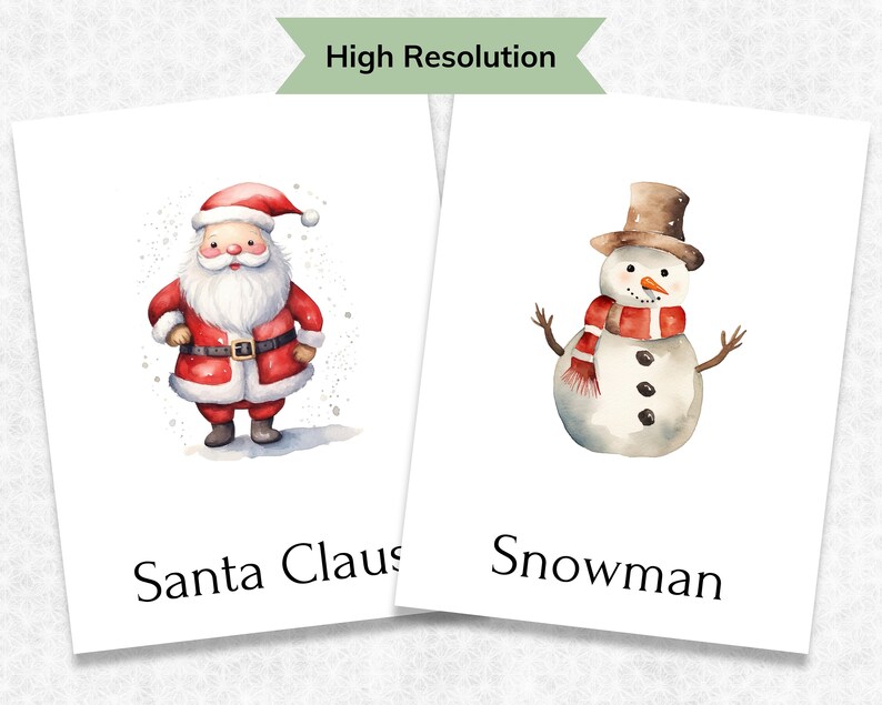 Christmas Flashcards for Kids, Printable 3 Part Nomenclature Toddler ...