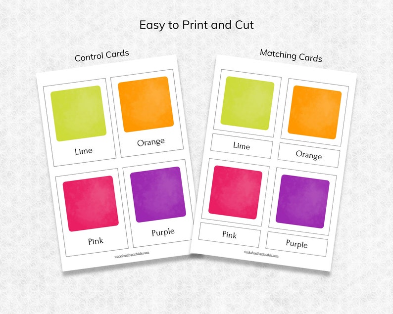 Editable Color Flashcards for Kids, Printable 3 Part Nomenclature ...