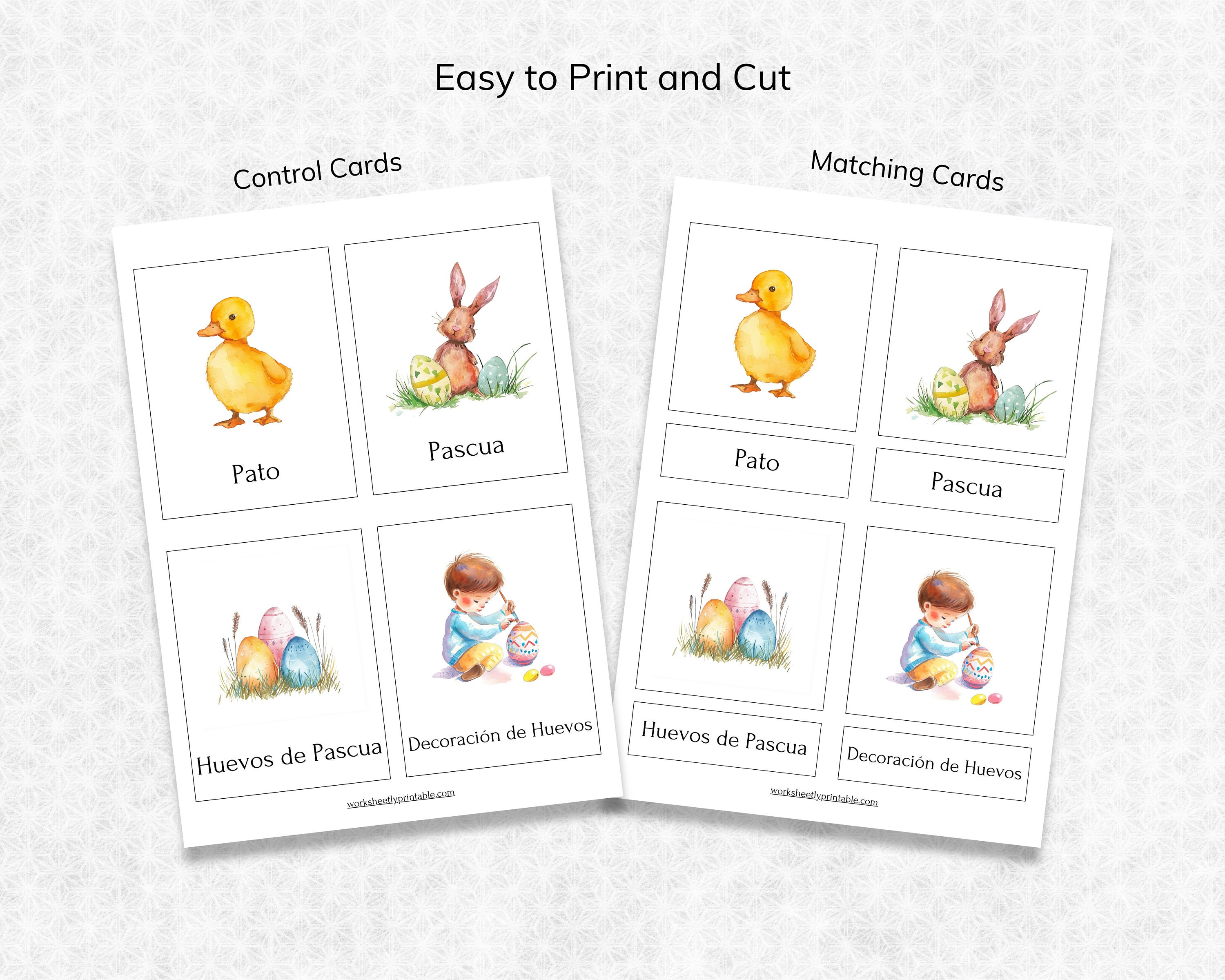 Spanish Easter Montessori Flashcards for Kids Nomenclature 3 Part Cards ...
