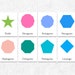 French 22 Shapes Flashcards for Kids 2D Geometric Shapes Educational ...