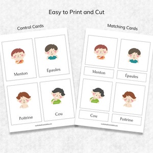 16 French Body Parts Flashcards for Kids, Printable 3 Part Nomenclature ...