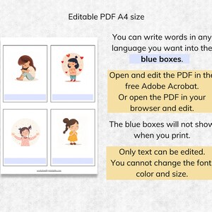 Editable Emotion Flashcards for Kids, Multilingual Educational Tool ...