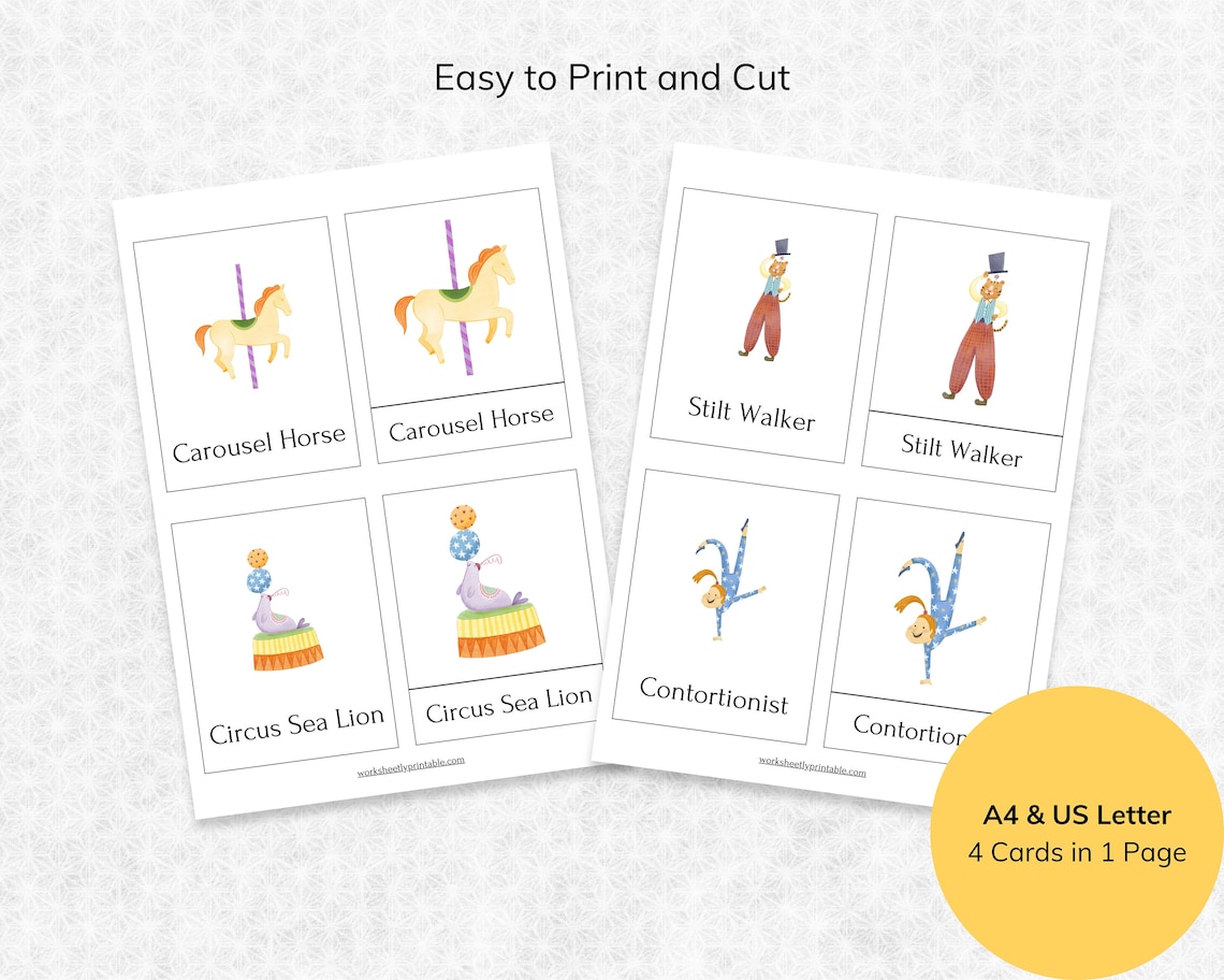 Circus Vocabulary Flashcards: Montessori Learning Cards (digital ...