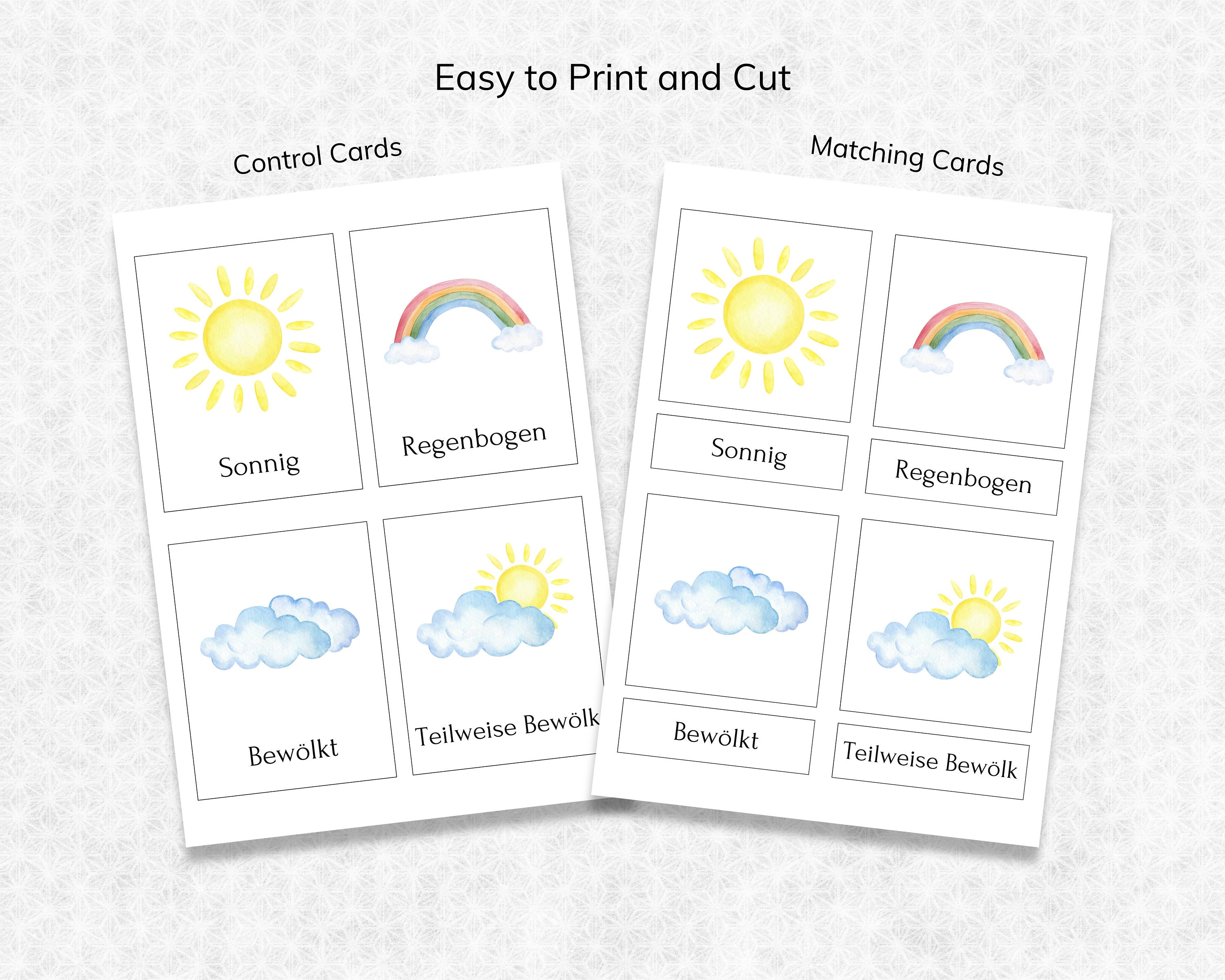 German Weather Printable Flashcards for Kids Weather Montessori ...