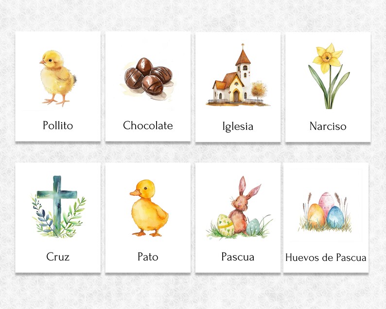 Spanish Easter Montessori Flashcards for Kids | Nomenclature 3 Part ...