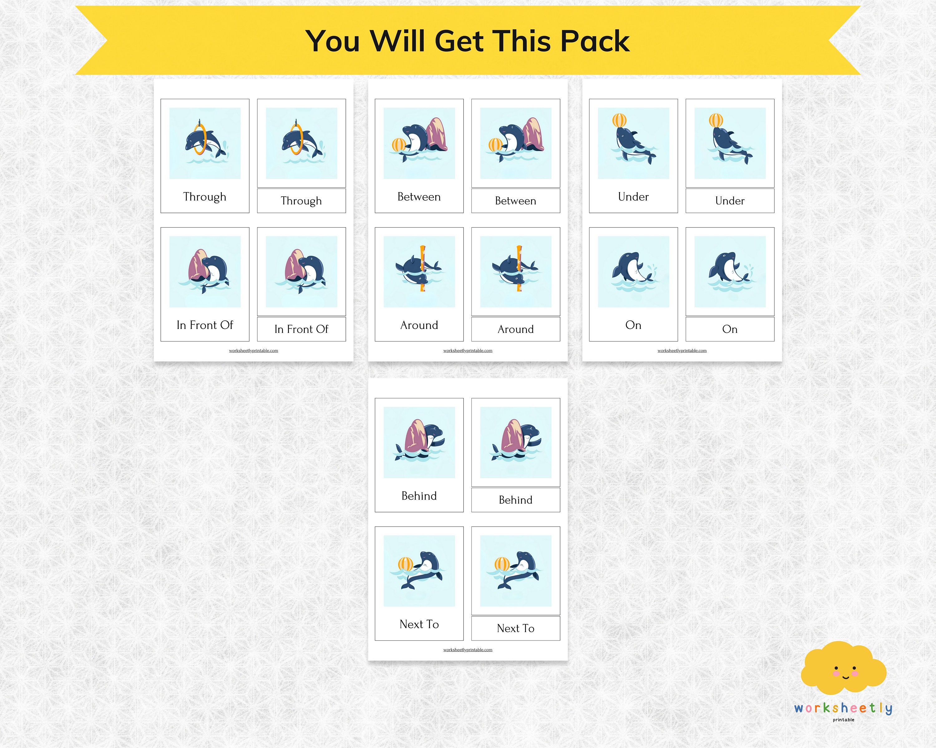 Learn Prepositions With Fun Dolphin Themed Flashcards for Kids ...