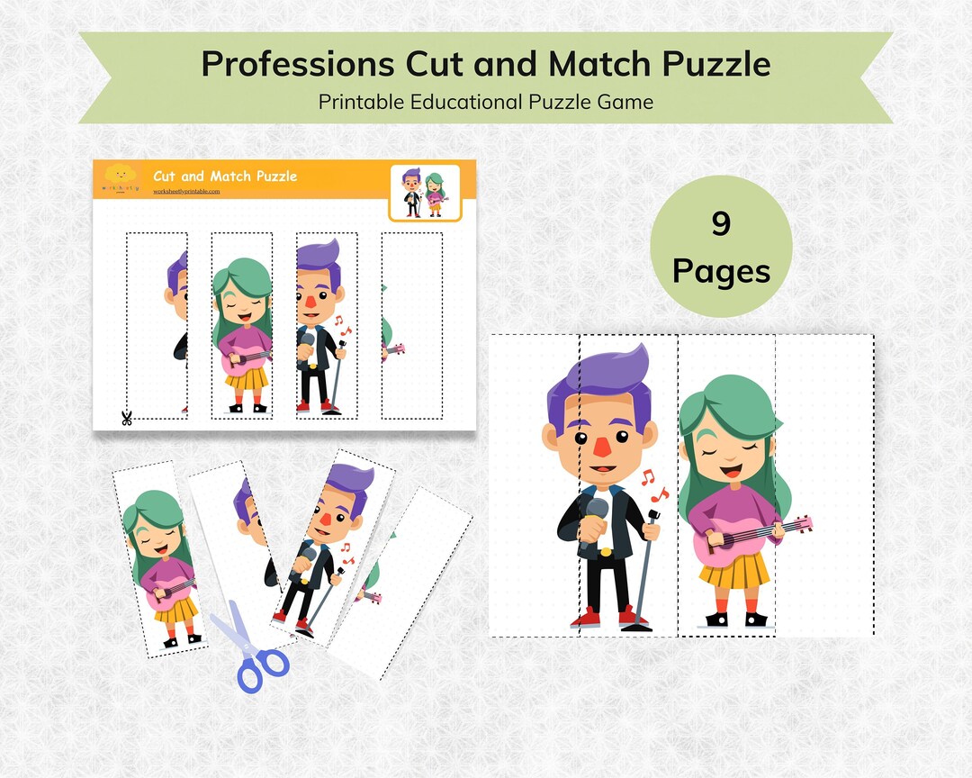 Professions Cut and Match Puzzle: Montessori Activity (9 Pages ...