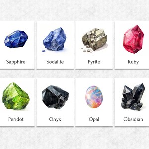 Gemstones Flashcards | Minerals and Crystals Cards | Educational 3 Part ...