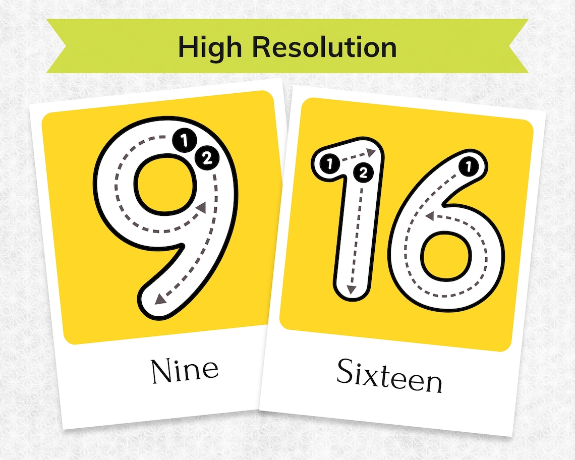 Number Tracing Flashcards for Kids, 0-20 Numbers Learn, Printable ...