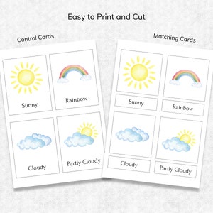 12 Weather Flashcards for Kids, Printable Weather Learning Montessori ...