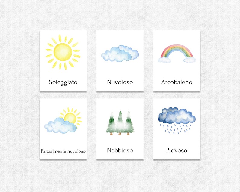 Italian Weather Printable Flashcards for Kids Weather Montessori ...