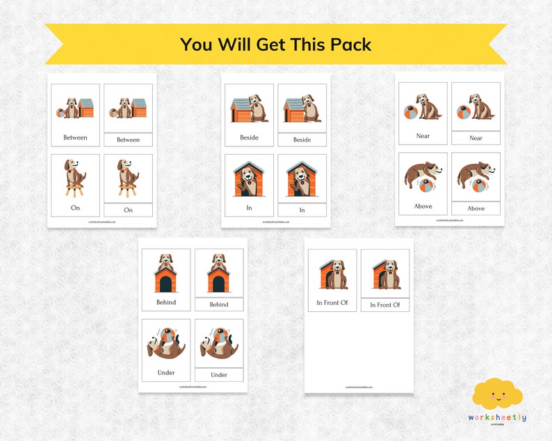 Dog Preposition Flashcards: Montessori Learning (digital Download) - Etsy