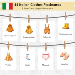 Italian Clothes Flashcards for Kids | 3 Part Nomenclature Educational ...