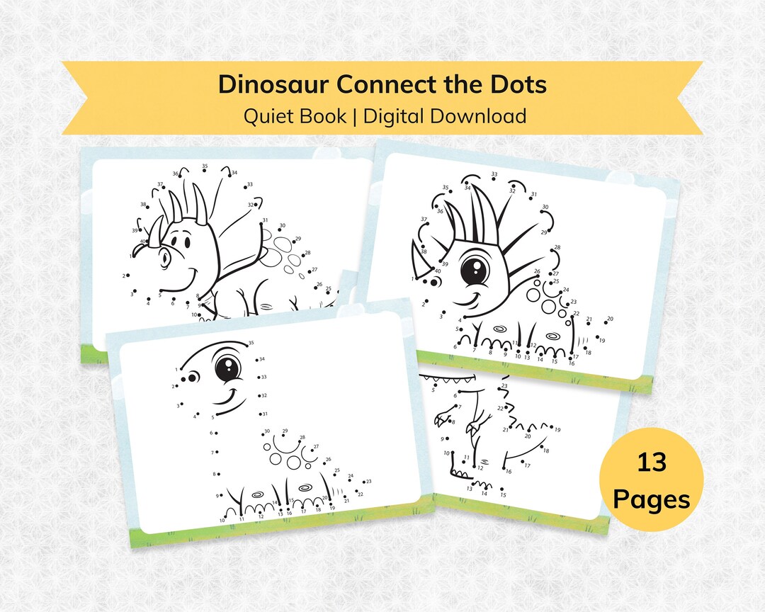 Dinosaur Connect the Dots Printable Activity Book, Build a Dinosaur ...