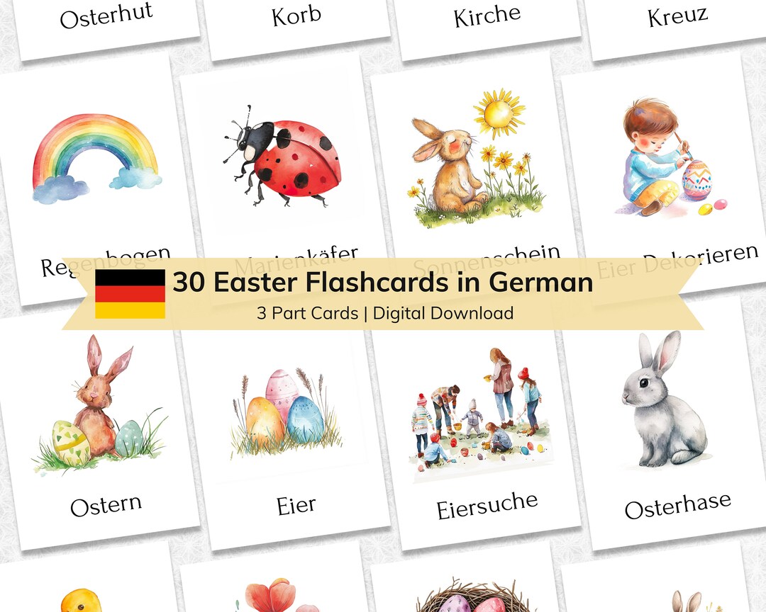 German Easter Flashcards: Montessori 3-part Cards (digital Download) - Etsy