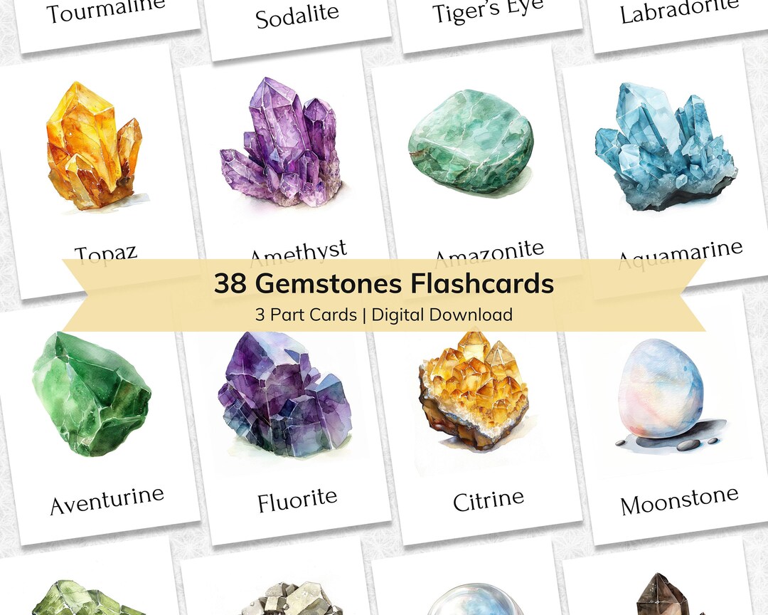 Gemstones Flashcards | Minerals and Crystals Cards | Educational 3 Part ...