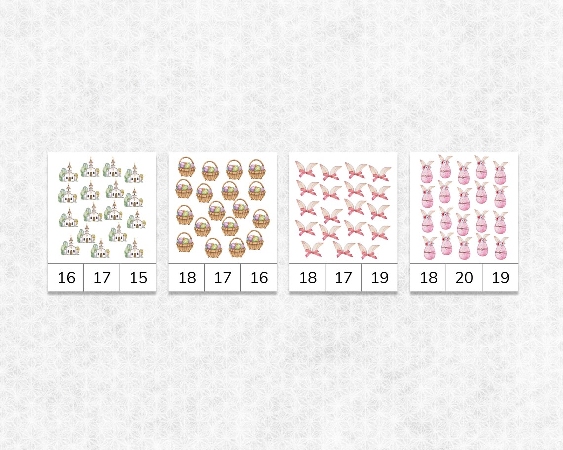 Easter Count and Clip Cards Numbers 1-20 Count Flashcards for Kids ...