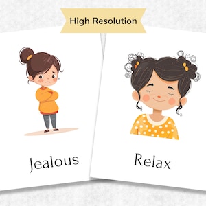 Editable Emotion Flashcards for Kids, Multilingual Educational Tool ...