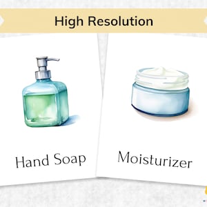Editable Bathroom Items Vocabulary Montessori 3 Part Flashcards for ...