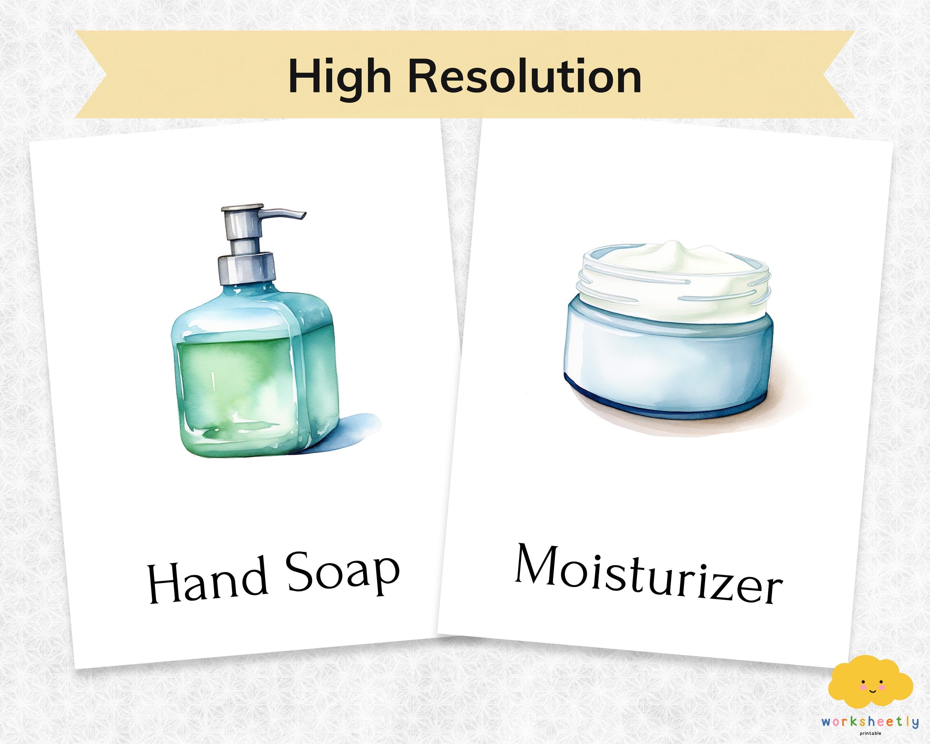 Editable Bathroom Items Vocabulary Montessori 3 Part Flashcards for ...