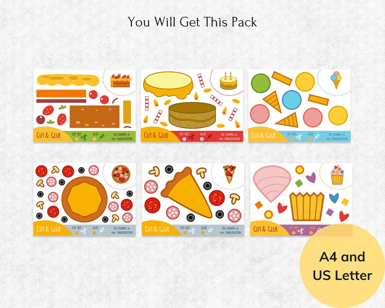 Food Cut and Glue Paper Craft Activities for Kids, Scissor Skills ...