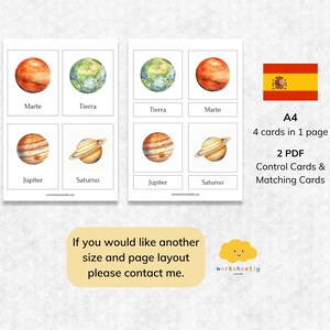 Spanish Solar System Flashcards for Kids | Printable Montessori ...