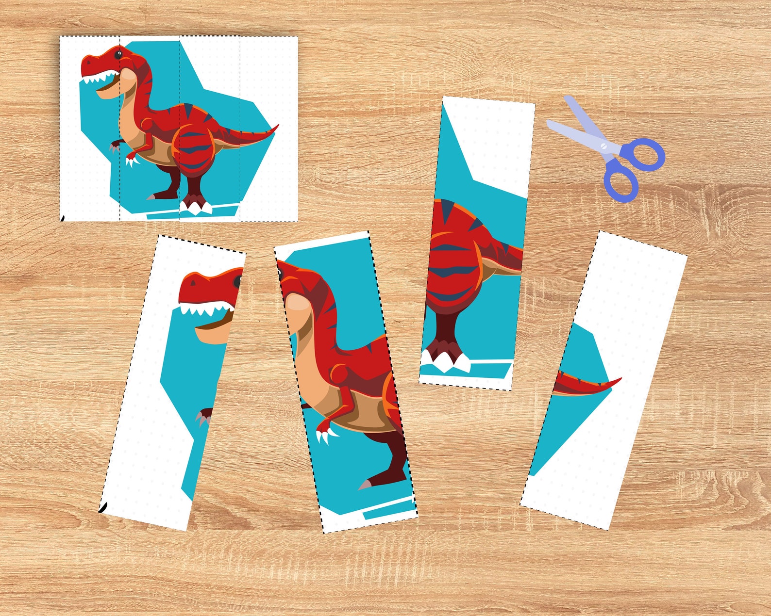 Dinosaur Cut and Match Puzzle: Montessori Fine Motor Skills (printable ...
