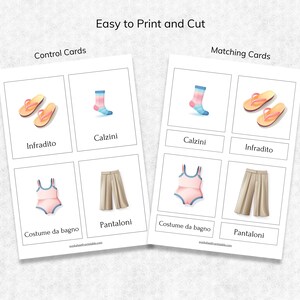 Italian Clothes Flashcards for Kids | 3 Part Nomenclature Educational ...
