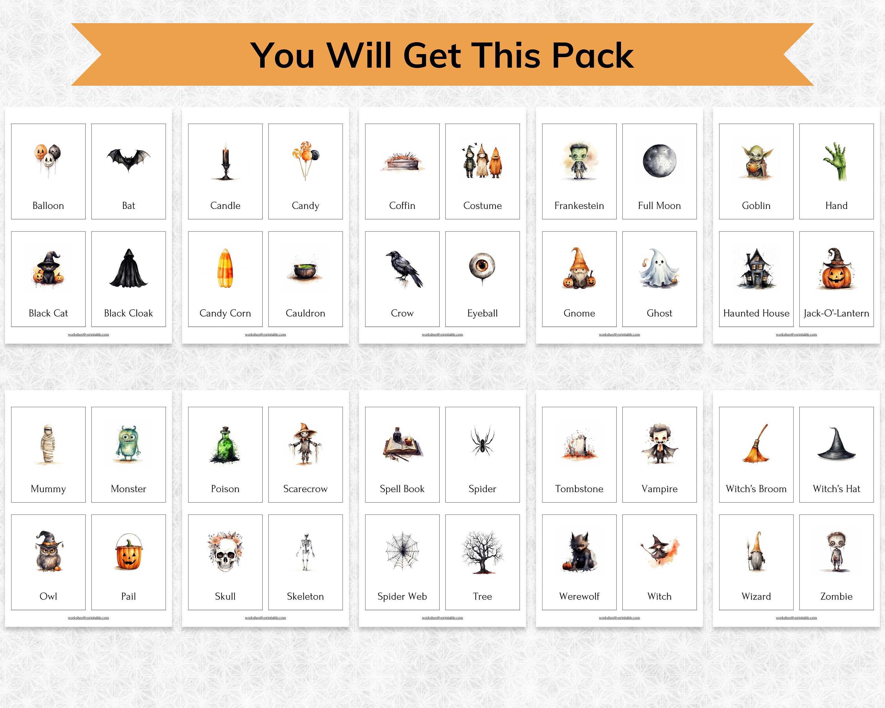 Editable Halloween Flashcards for Kids Printable 3 Part Nomenclature ...