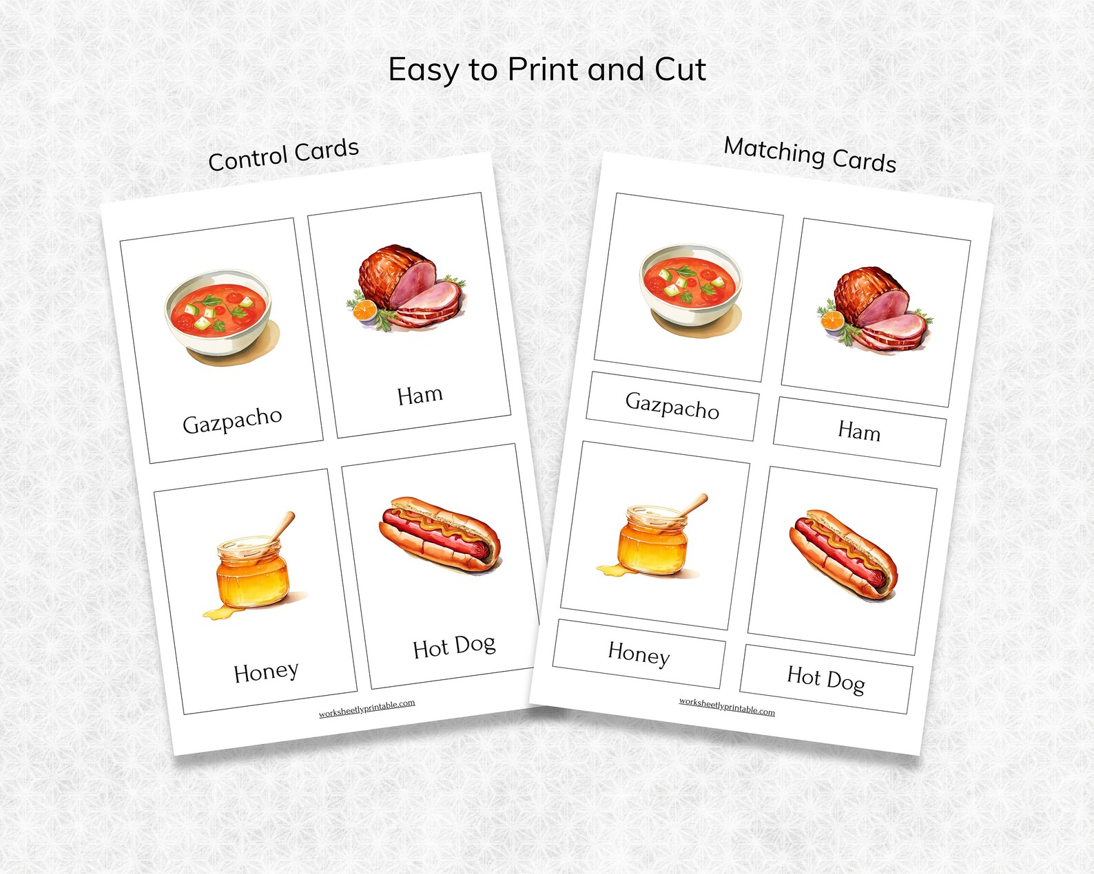 Editable Food Flashcards for Kids, Printable Food Name Learning Card ...
