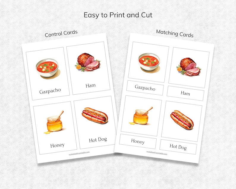 Editable Food Flashcards for Kids, Printable Food Name Learning Card ...