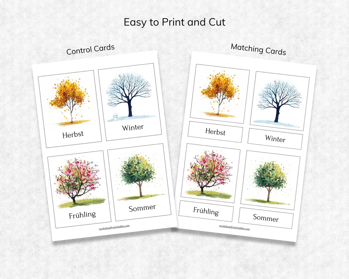 German 4 Seasons Flashcards: Montessori Learning Material (printable ...