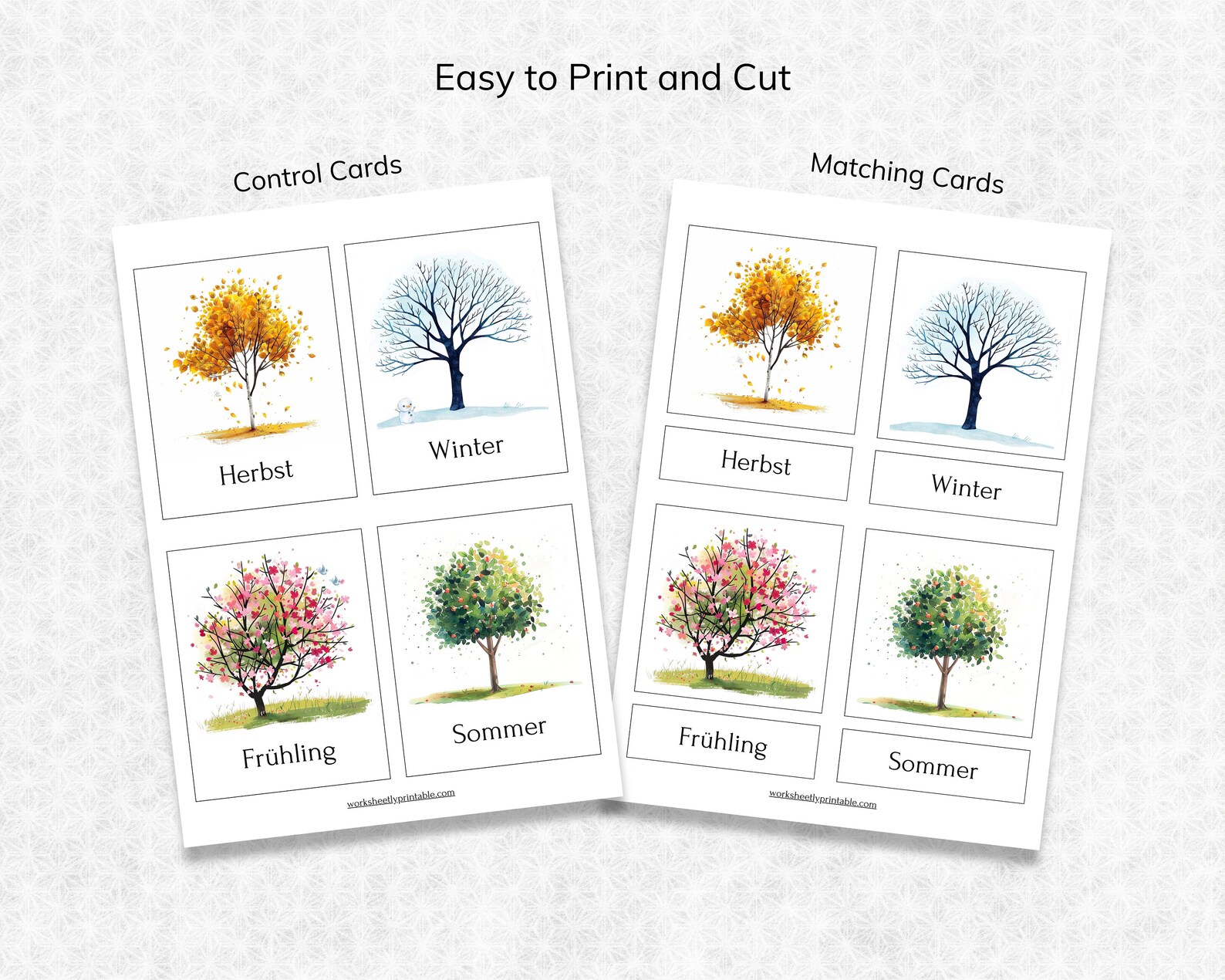 German 4 Seasons Flashcards: Montessori Learning Material (printable ...