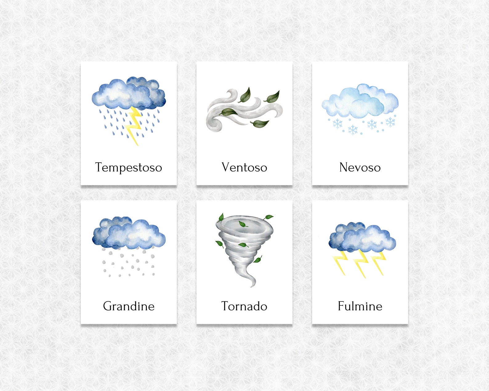 Italian Weather Printable Flashcards for Kids Weather Montessori ...