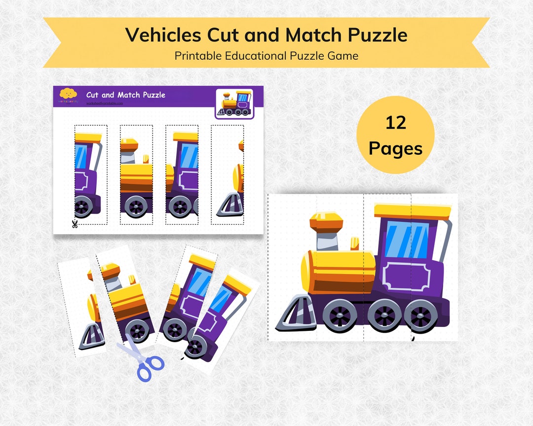 Vehicles Cut and Match Puzzle Activity for Preschool | Printable ...