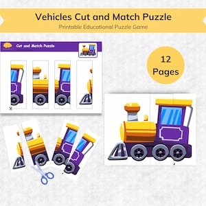 Vehicles Cut and Match Puzzle Activity for Preschool | Printable ...