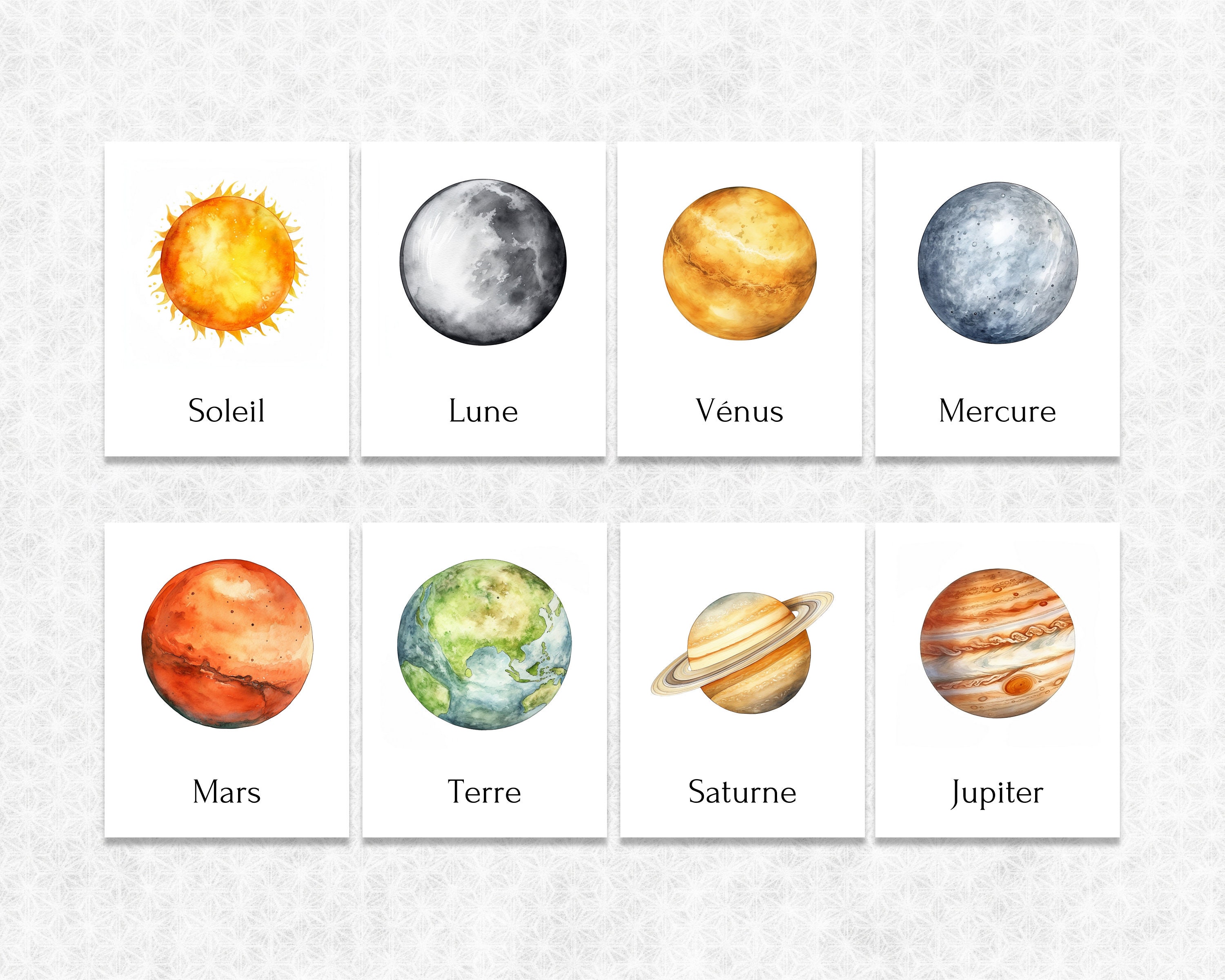 French Solar System Flashcards for Kids printable Montessori Materials ...