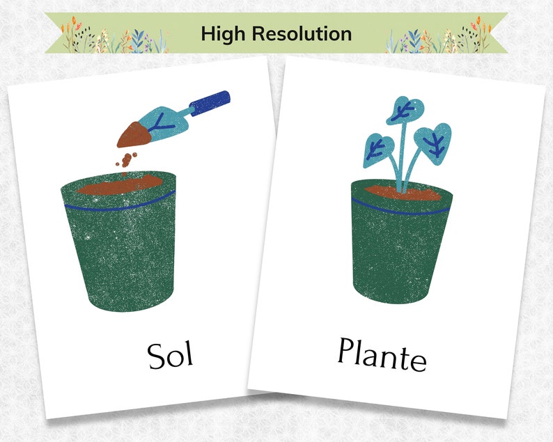 French Gardening Flashcards: Montessori Learning for Toddlers ...