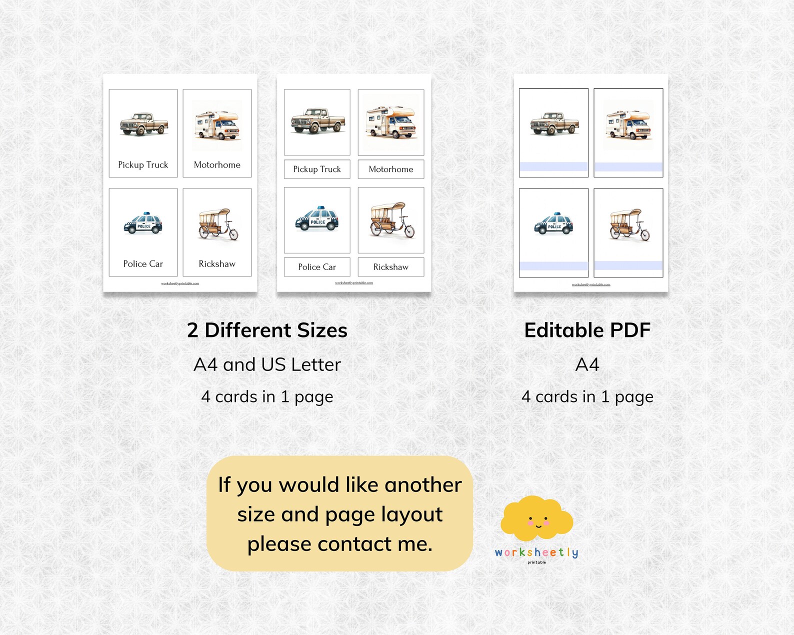 Editable Vehicle and Transport Flashcards for Kids Educational ...