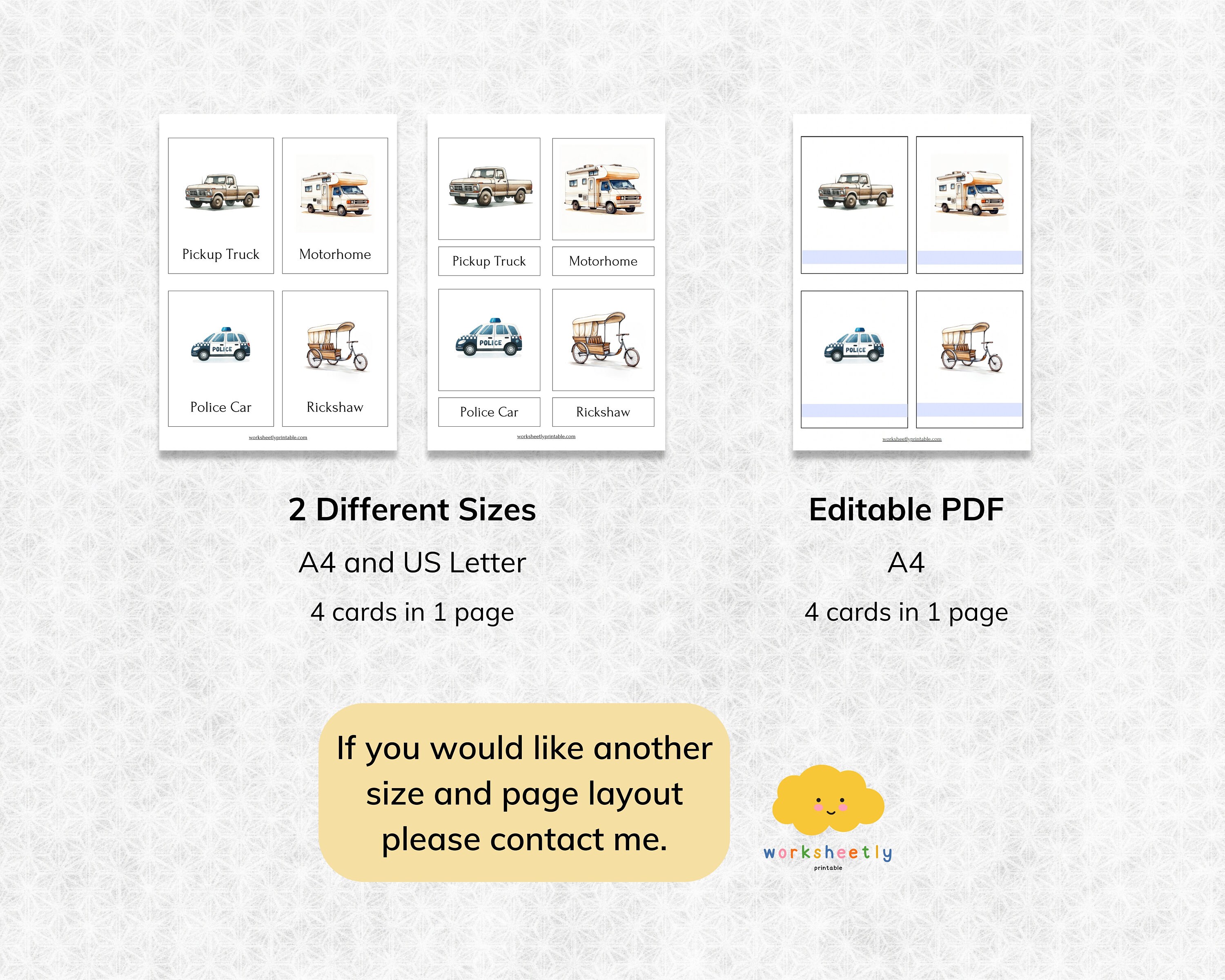 Editable Vehicle and Transport Flashcards for Kids Educational ...