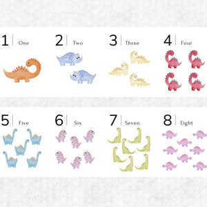 Dinosaur Number Flashcards 1-20: Montessori Counting Cards (digital ...